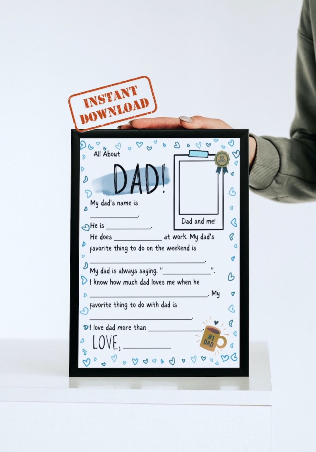 All About DAD, Instant Download, Fathers Day, Dads Birthday, Kids Gift ...