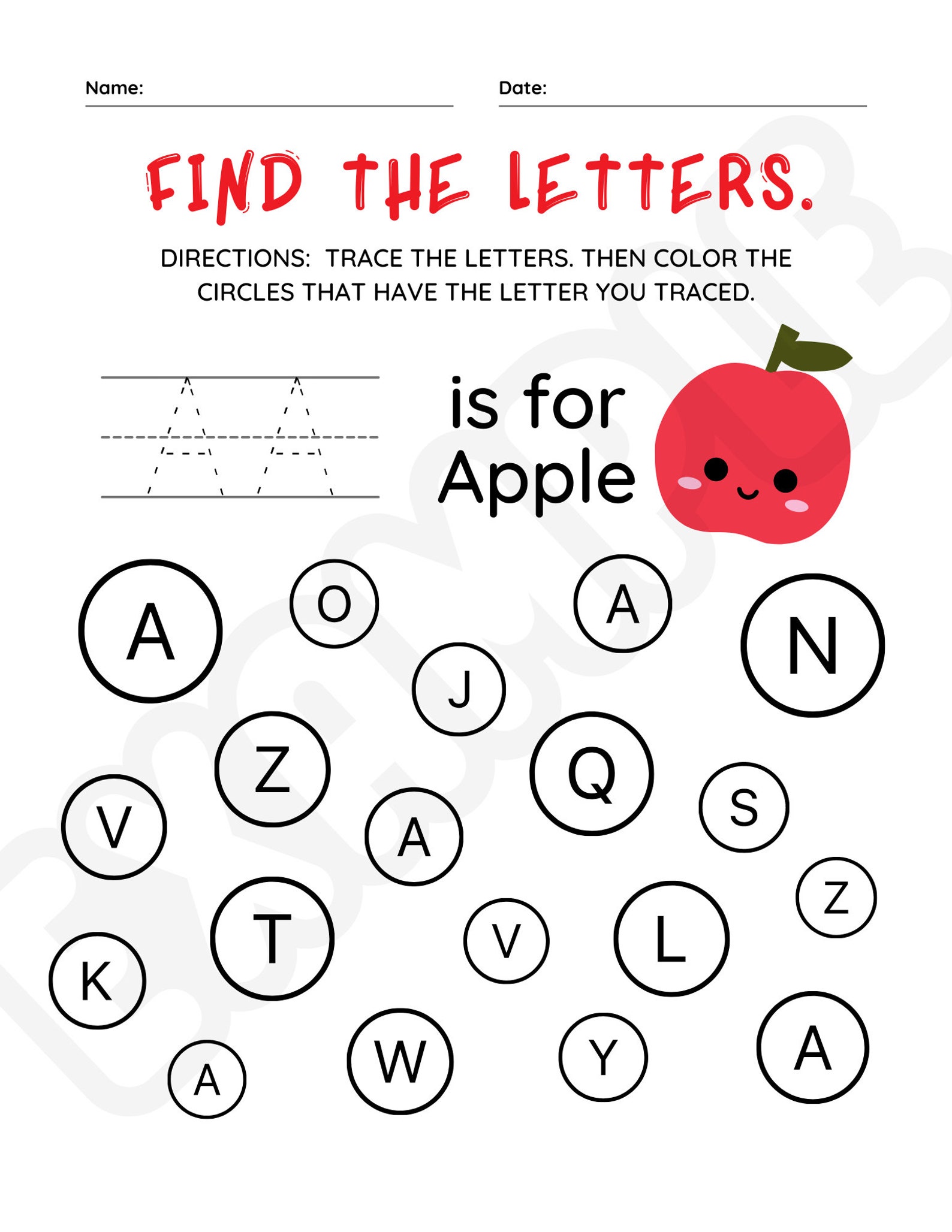 26 Page! Learning and Tracing Letter Preschool Actvity Sheets , Instant ...