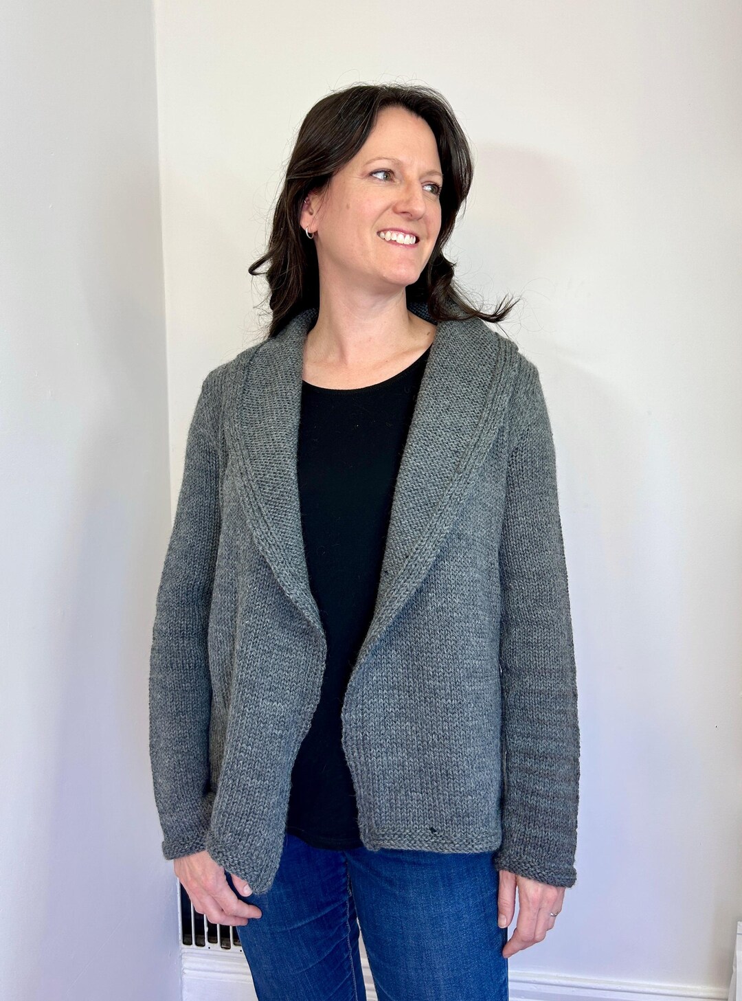 Worsted Knit Cardigan Pattern, Women's Open Front Sweater (PDF Pattern ...