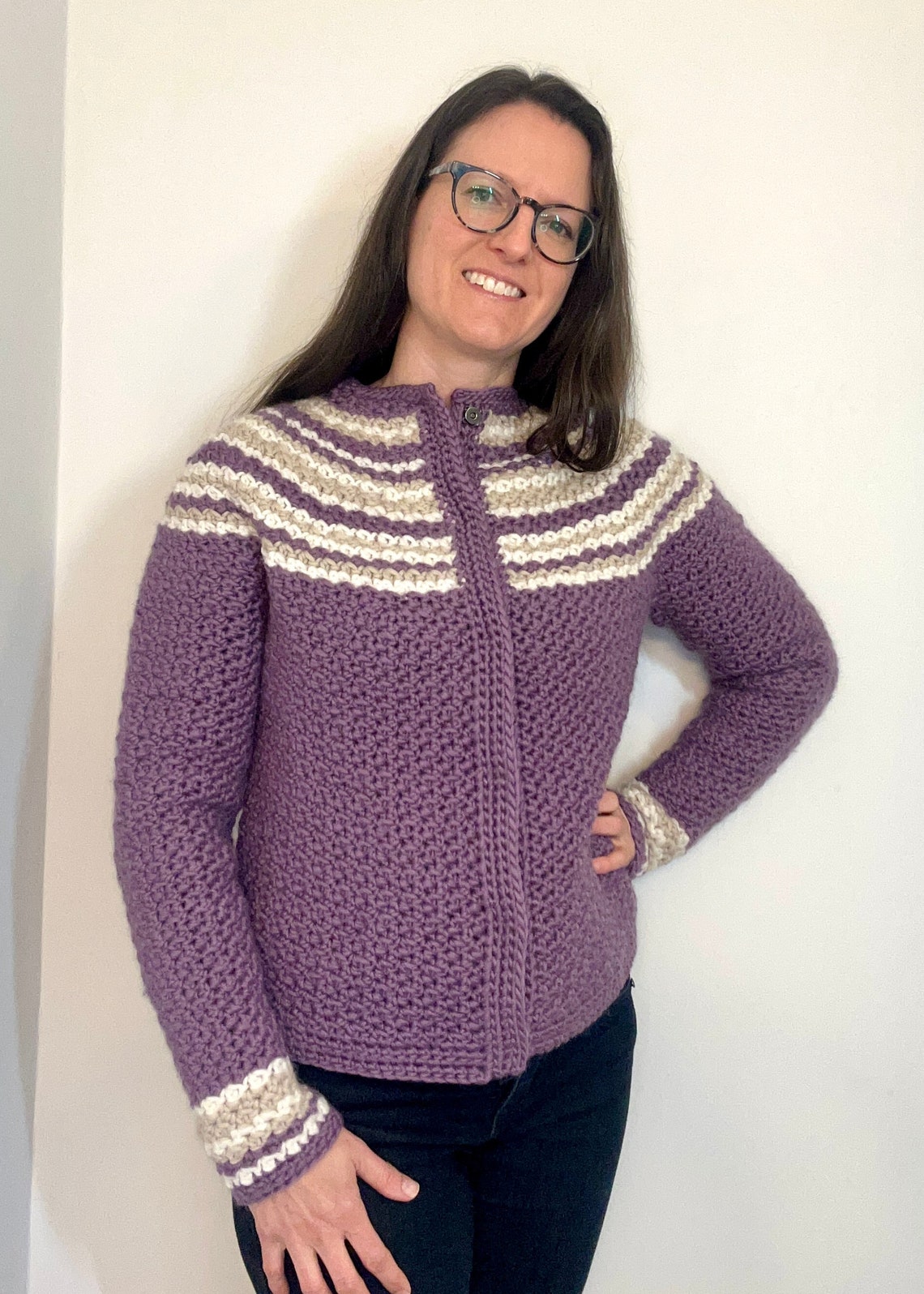 Crochet Pattern PDF, Warm Cardigan With Snap Buttons, Intermediate ...