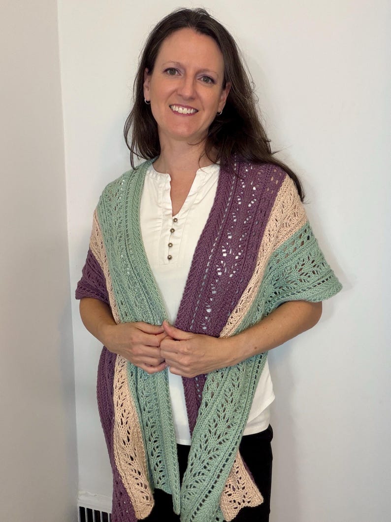 Iris Shawl | Color-blocked Machine Knit Shawl Pattern for Mid Gauge ...