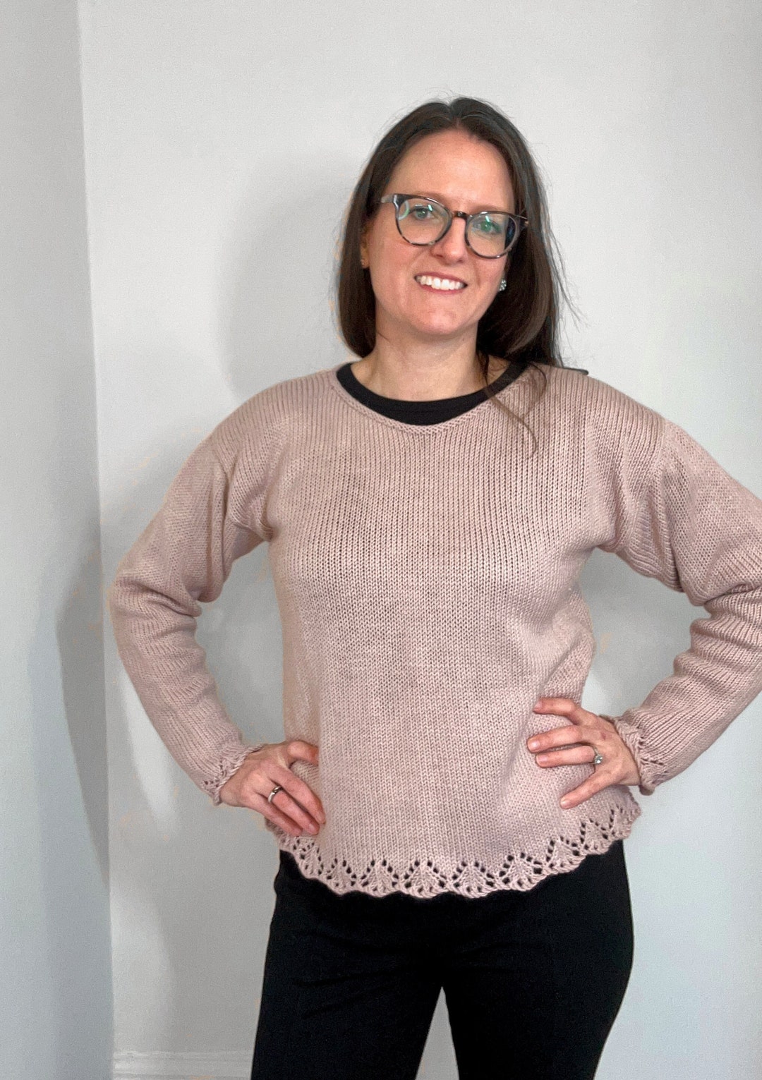 Machine Knit Sweater Pattern PDF, XS - 5X, Long Sleeve, Lace, Single ...