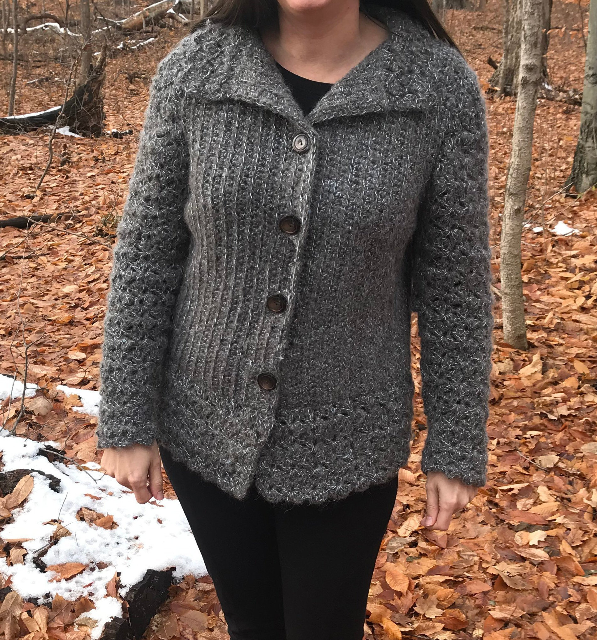Crochet Pattern PDF, Warm Cardigan With Buttons, Intermediate Crochet ...