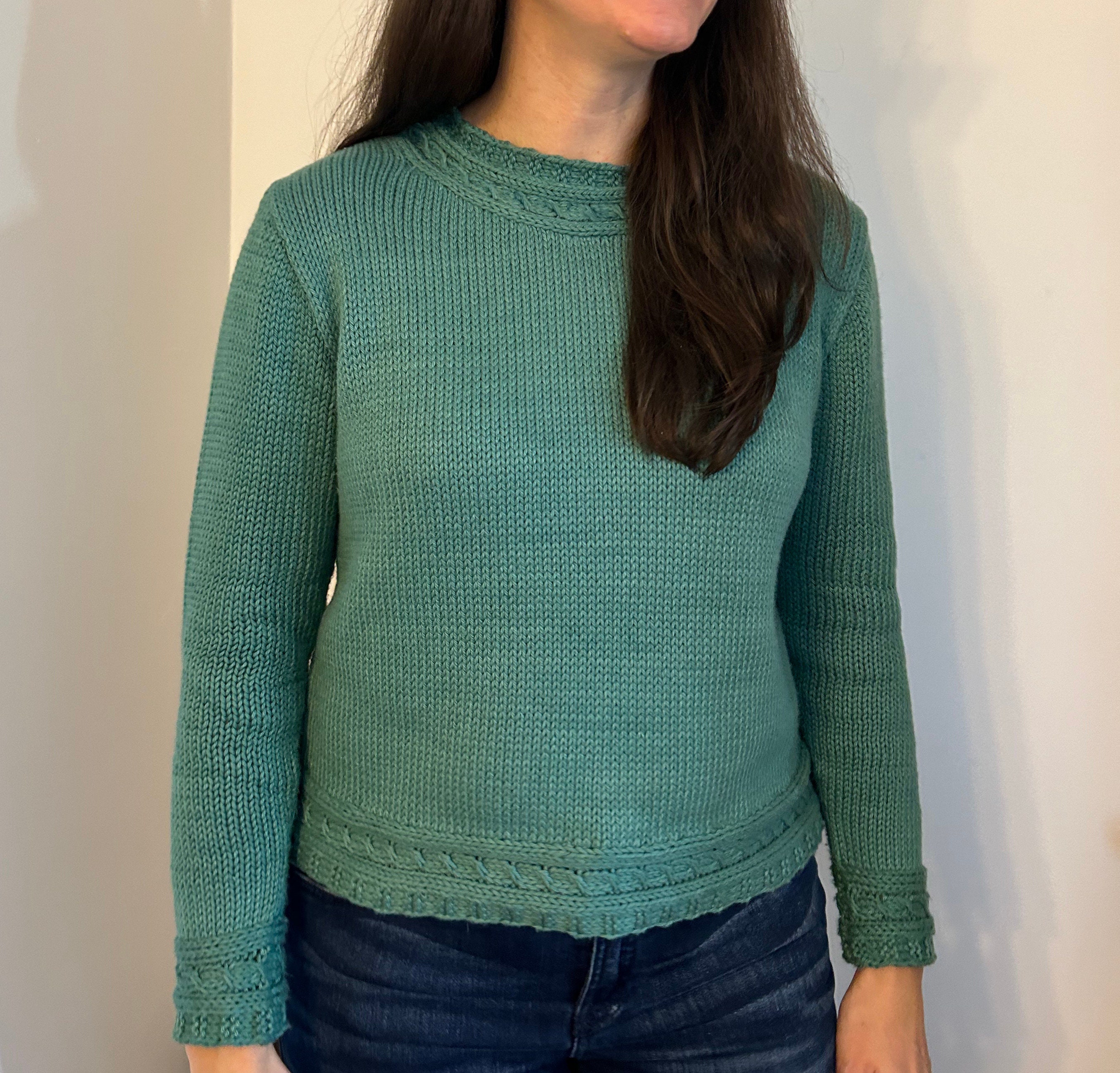 Machine Knit Sweater Pattern PDF, XS 5X, Long Sleeve, Cable, Single Bed ...