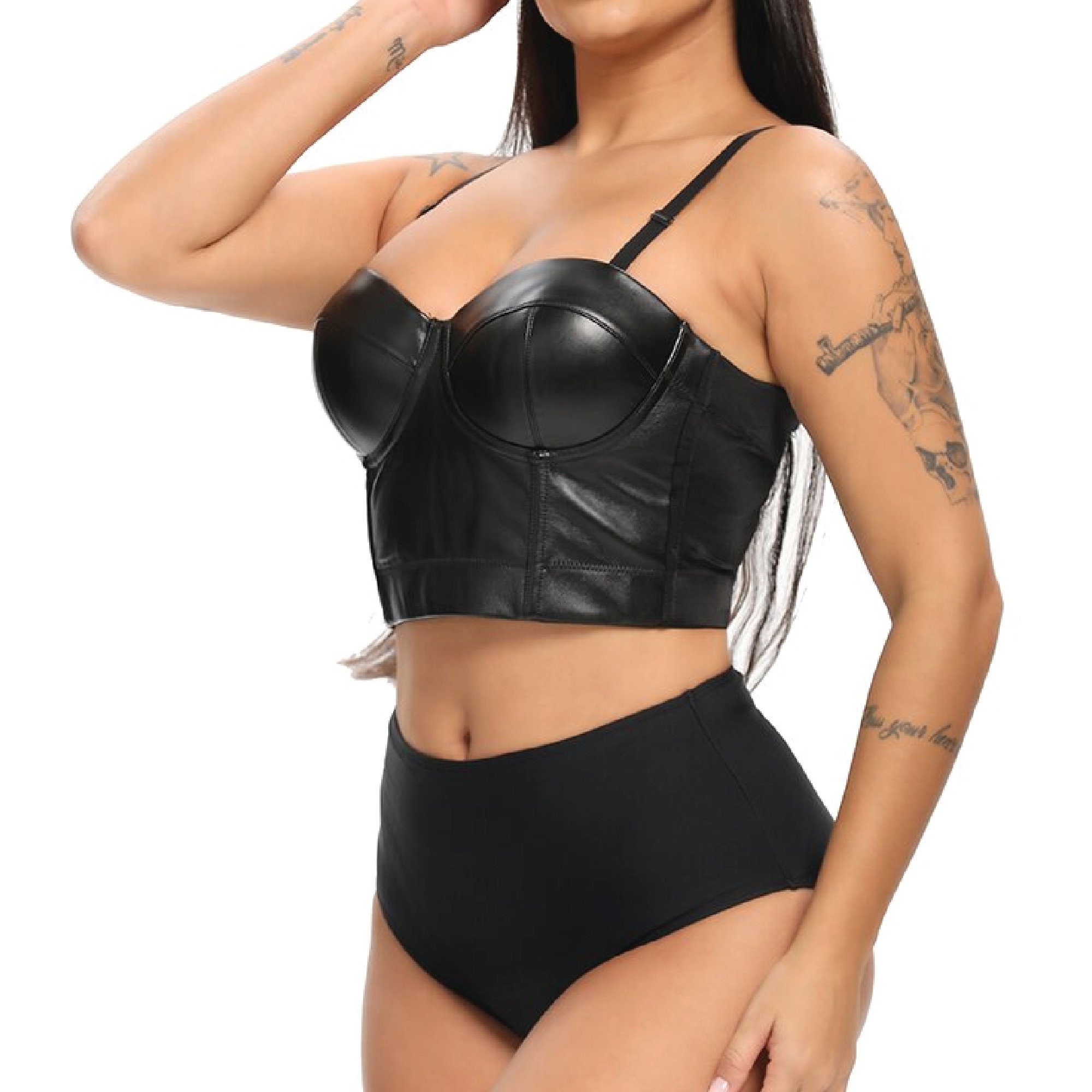 Sexy Black Leather Corset Top For Women Leather Bustier Etsy