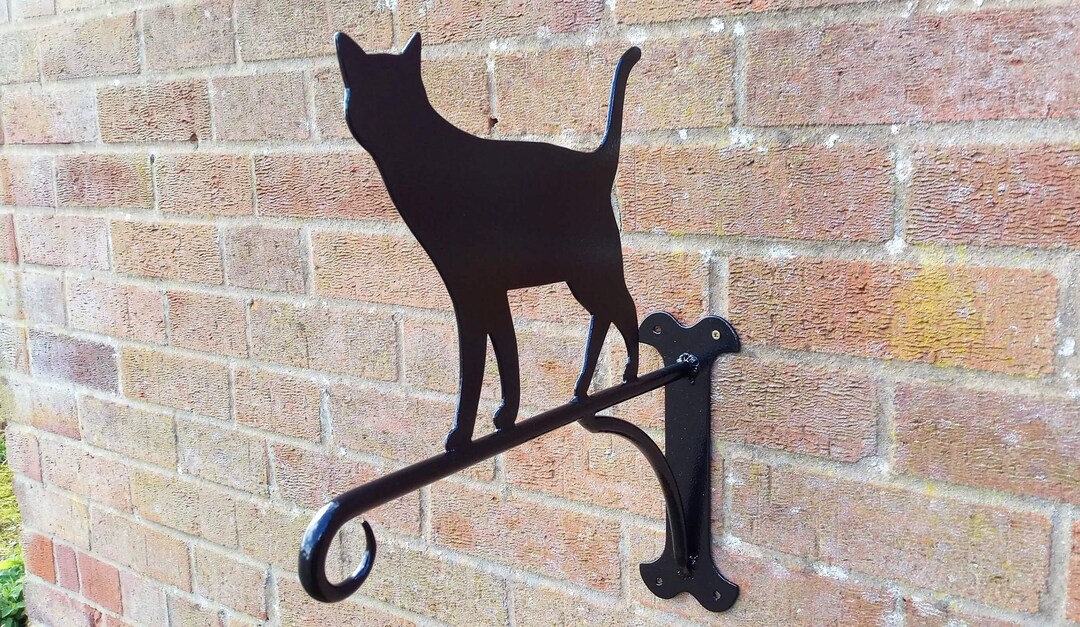 Cat Standing Hanging Basket Bracket Hand Forged - Etsy