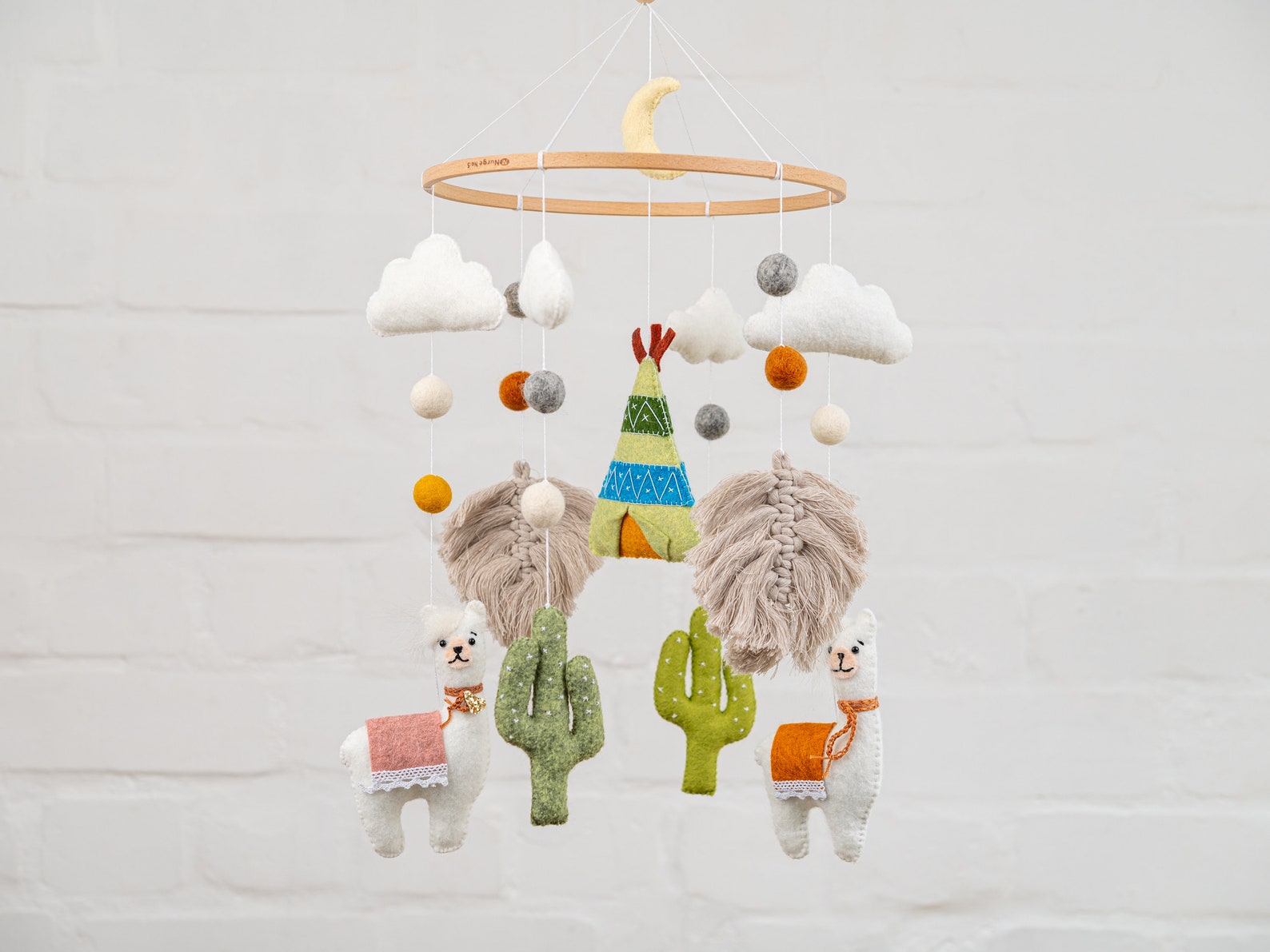 Boho Baby Mobile, Neutral Crib Mobile, Nursery Mobile, Llama Felt ...
