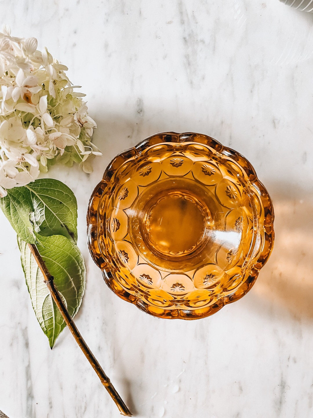 Vintage Moon and Stars Amber Cut Glass Dish, Amber Candy Bowl, LE Smith ...