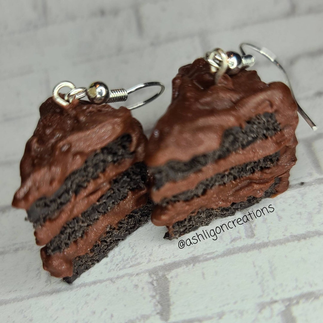 Chocolate Cake Earrings - Etsy