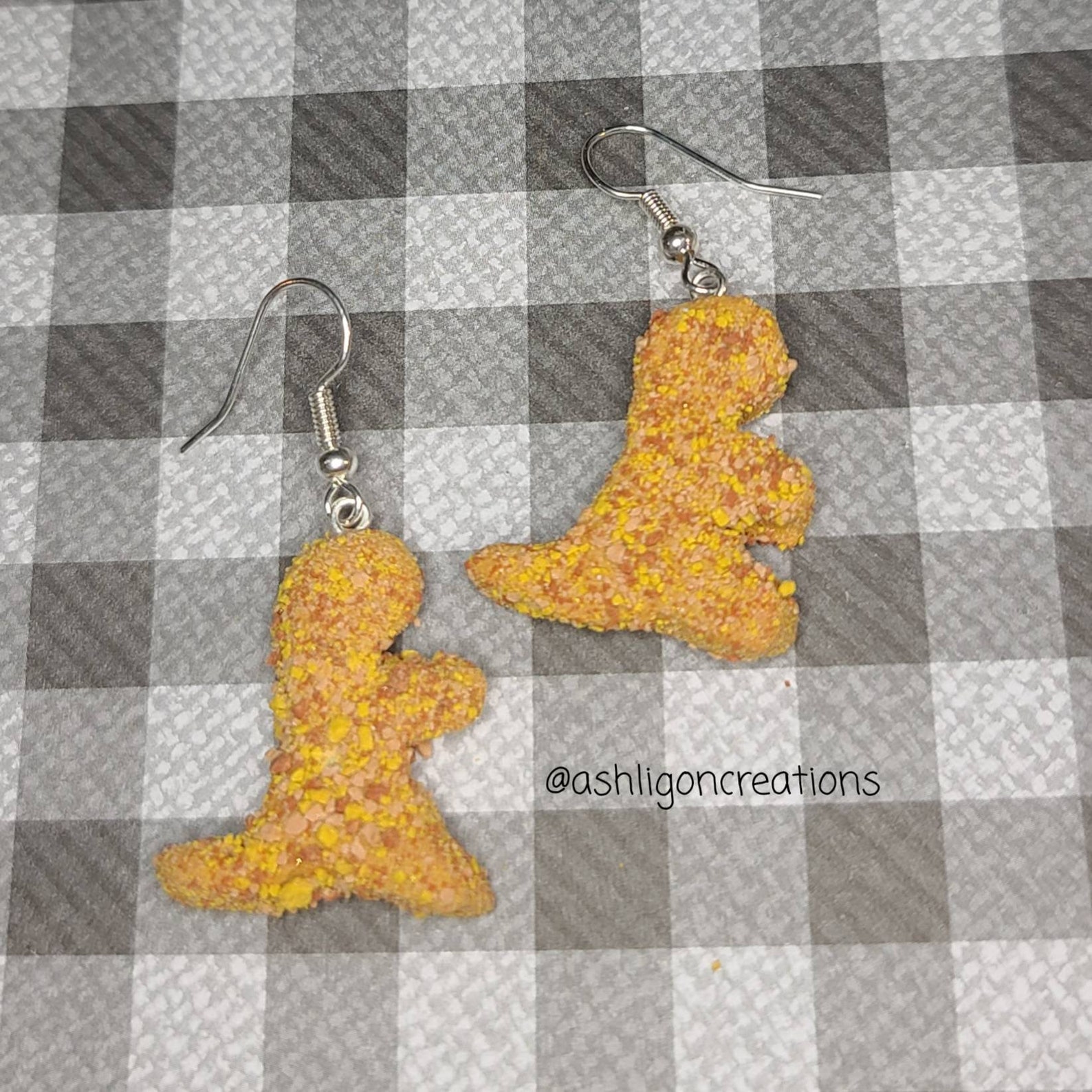 Dinosaur Chicken Nugget Earrings T-Rex | Etsy