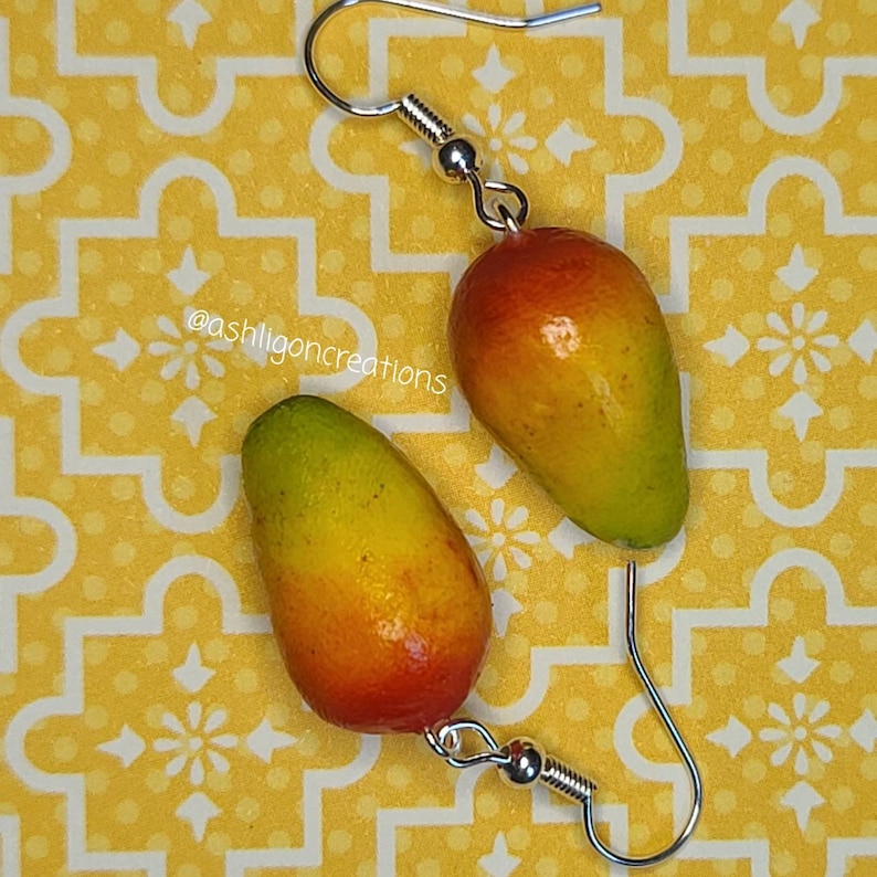 Handmade Polymer Clay Mango Earrings: Hypoallergenic Hooks - Etsy