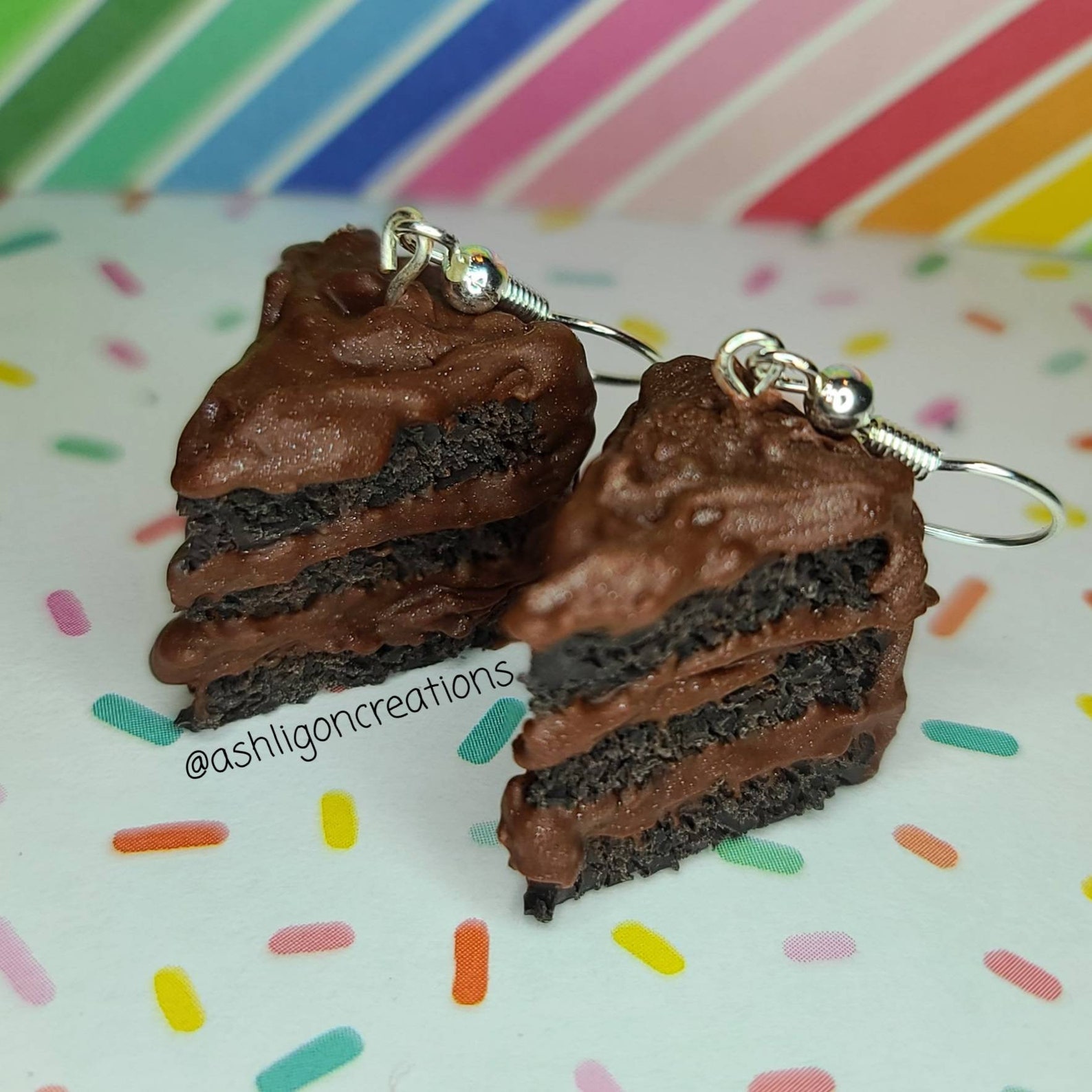 Chocolate Cake Earrings - Etsy