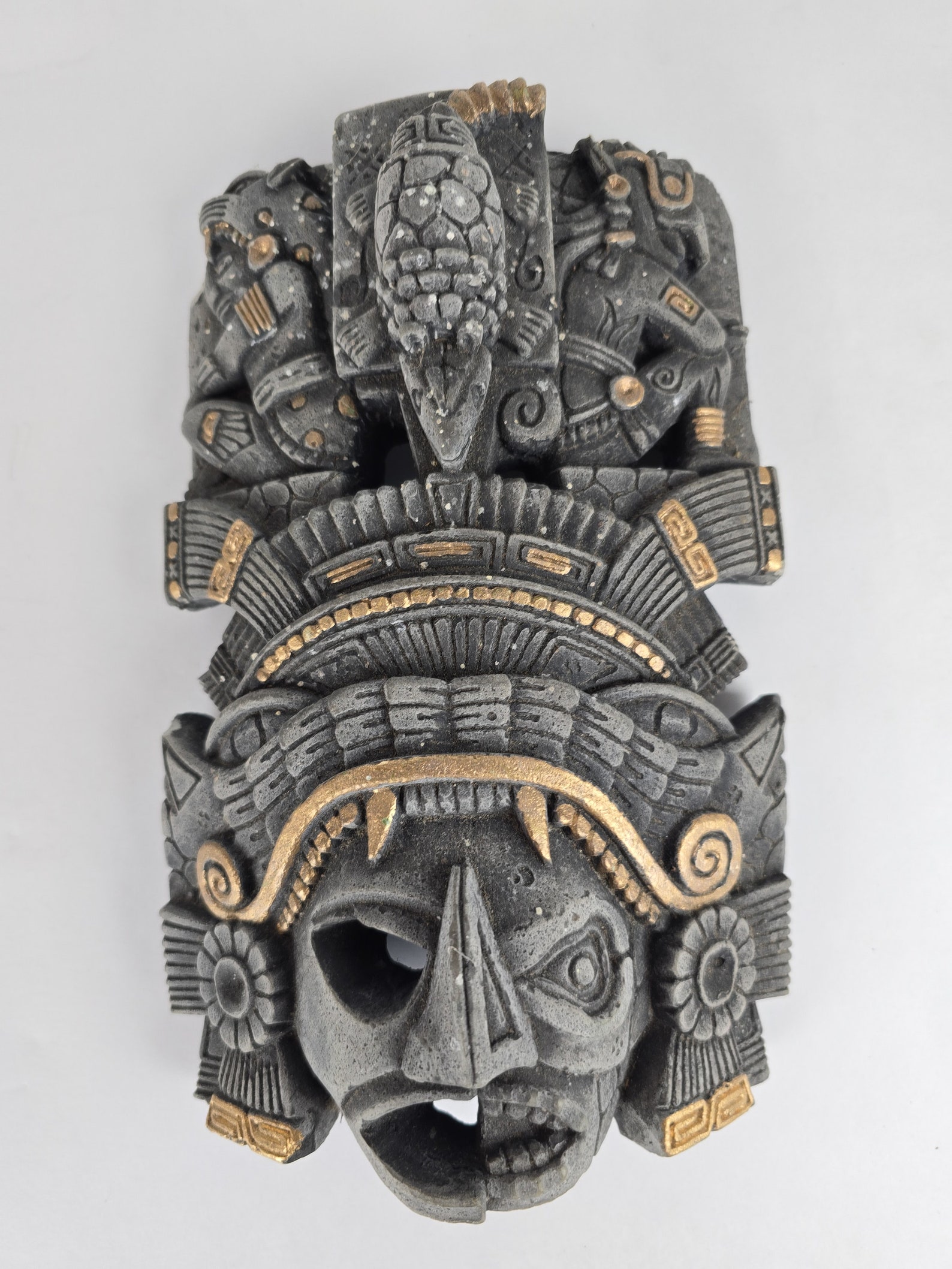 Mexican Aztech Style Pottery Sacrificial Warrior Painted 10" Mask Wall ...
