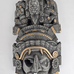 Mexican Aztech Style Pottery Sacrificial Warrior Painted 10" Mask Wall ...