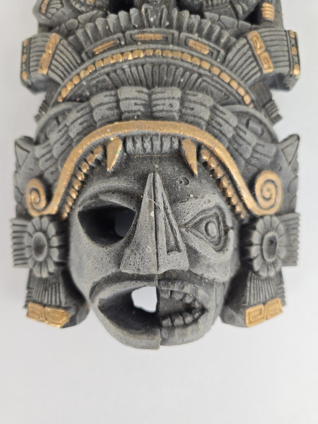 Mexican Aztech Style Pottery Sacrificial Warrior Painted 10" Mask Wall ...