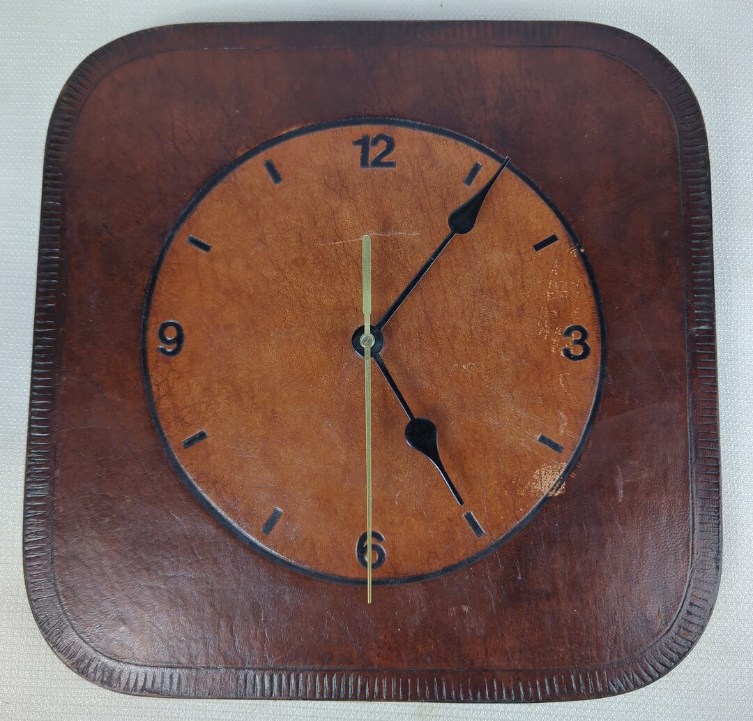 Unique Leather or Pleather Face Quartz Wall Clock by Artini of Uruguay ...