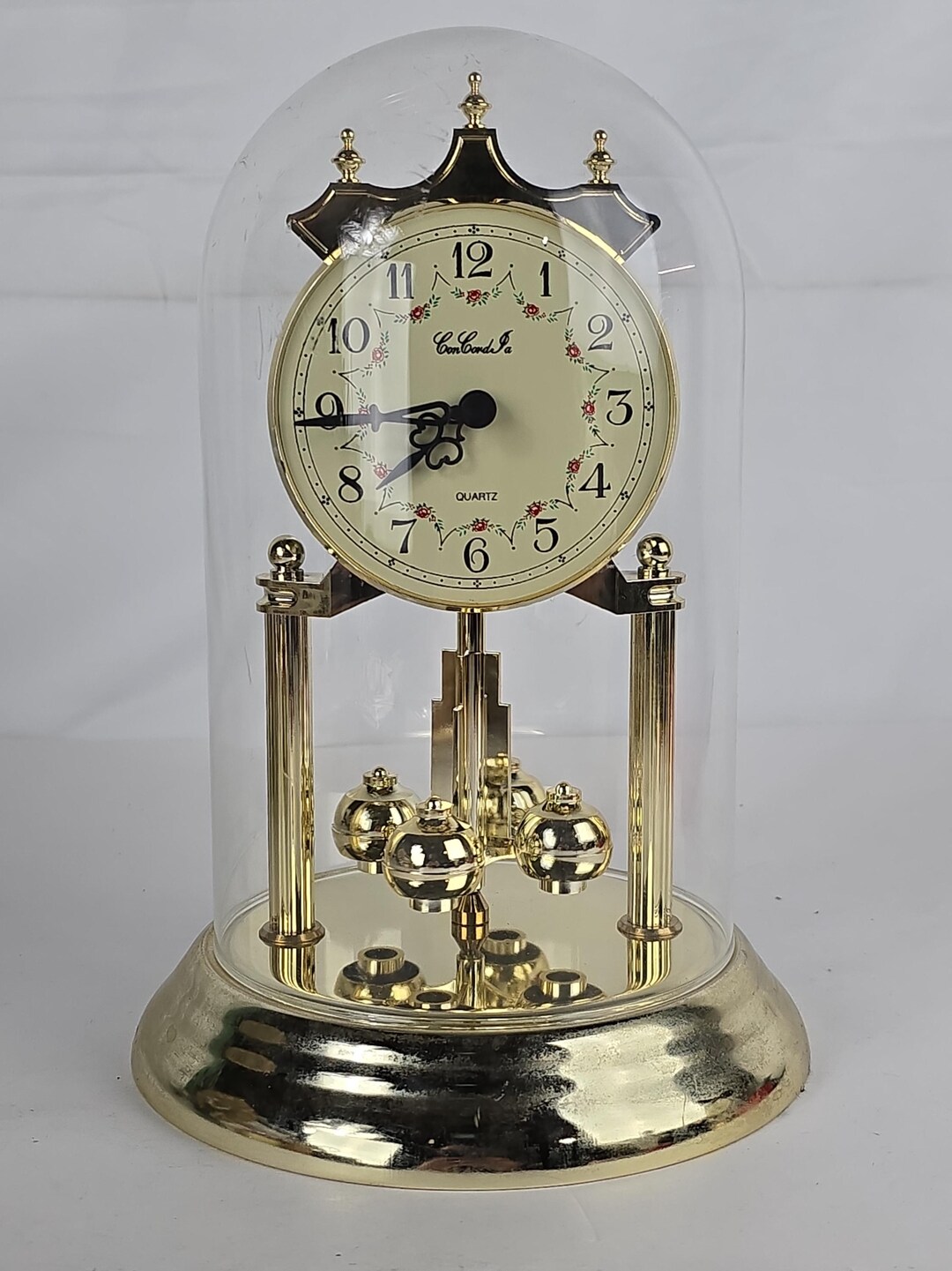 Concord Pa Quartz Anniversary Clock Glass Dome Arabic Numerals 9" Tall - Etsy