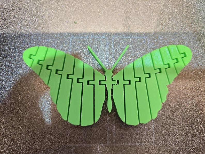 3D Printed 5.5" Wide Articulating Articulated Butterfly Fidget Toy ...