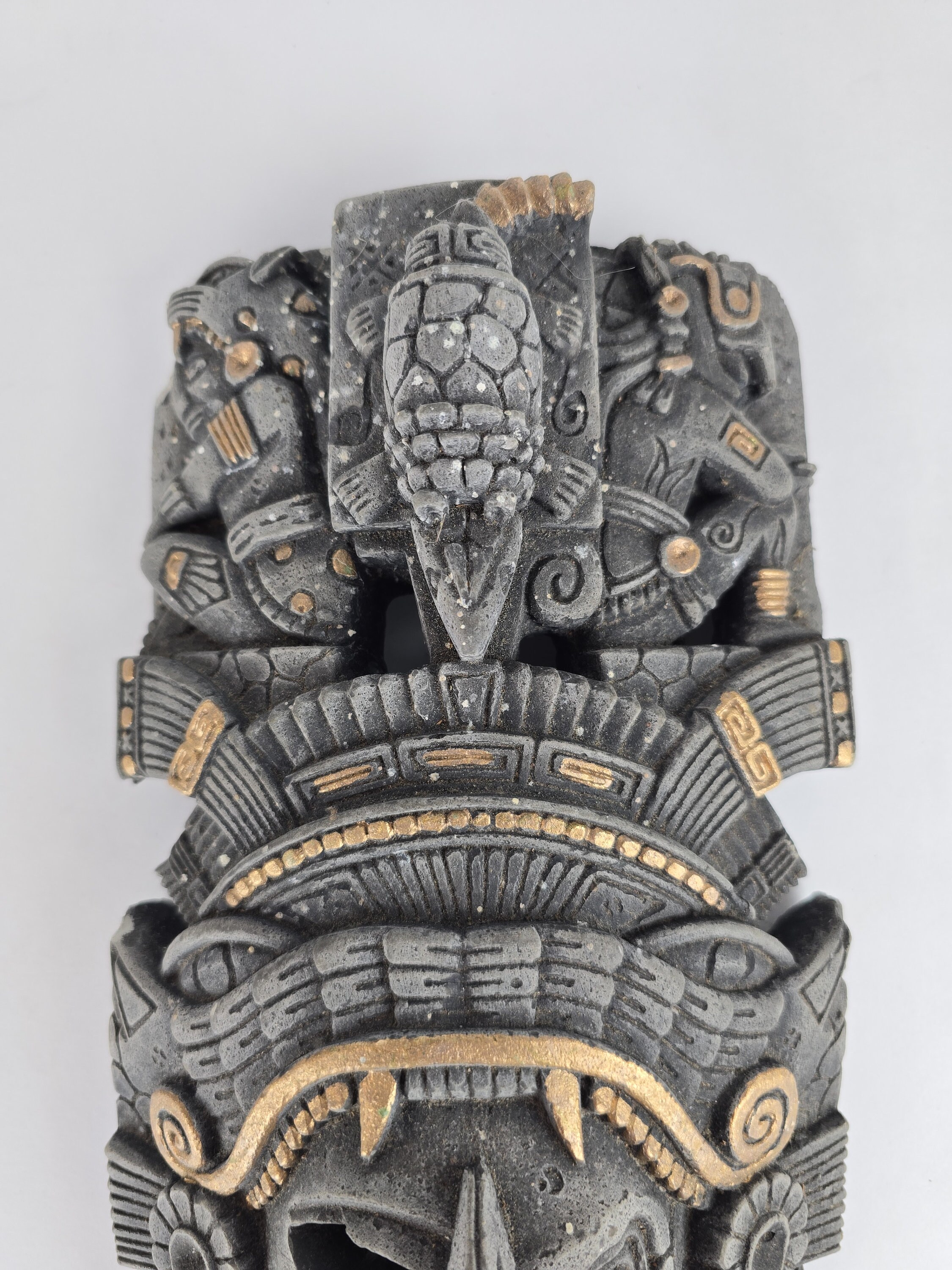 Mexican Aztech Style Pottery Sacrificial Warrior Painted 10" Mask Wall ...