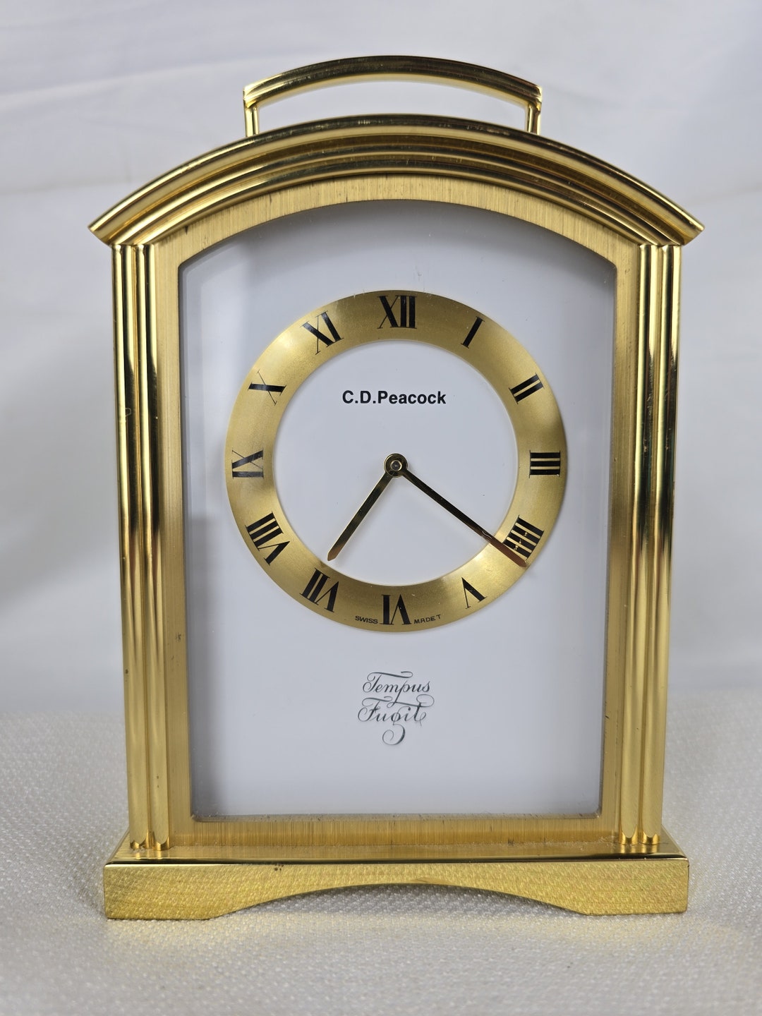 C.D. Peacock Brass Finish Carriage Desk Quartz Clock Sweden 210228 - Etsy
