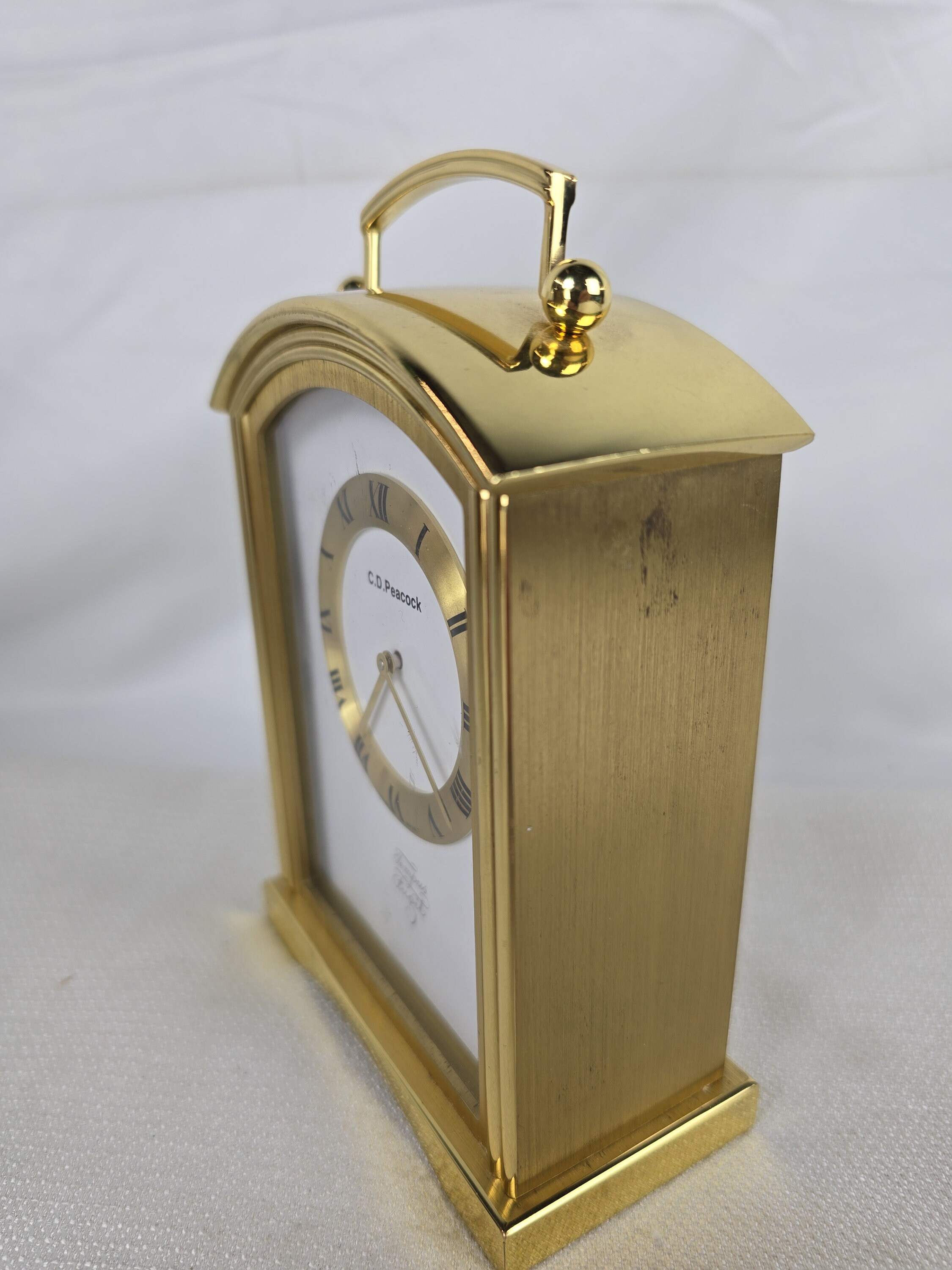 C.D. Peacock Brass Finish Carriage Desk Quartz Clock Sweden 210228 - Etsy