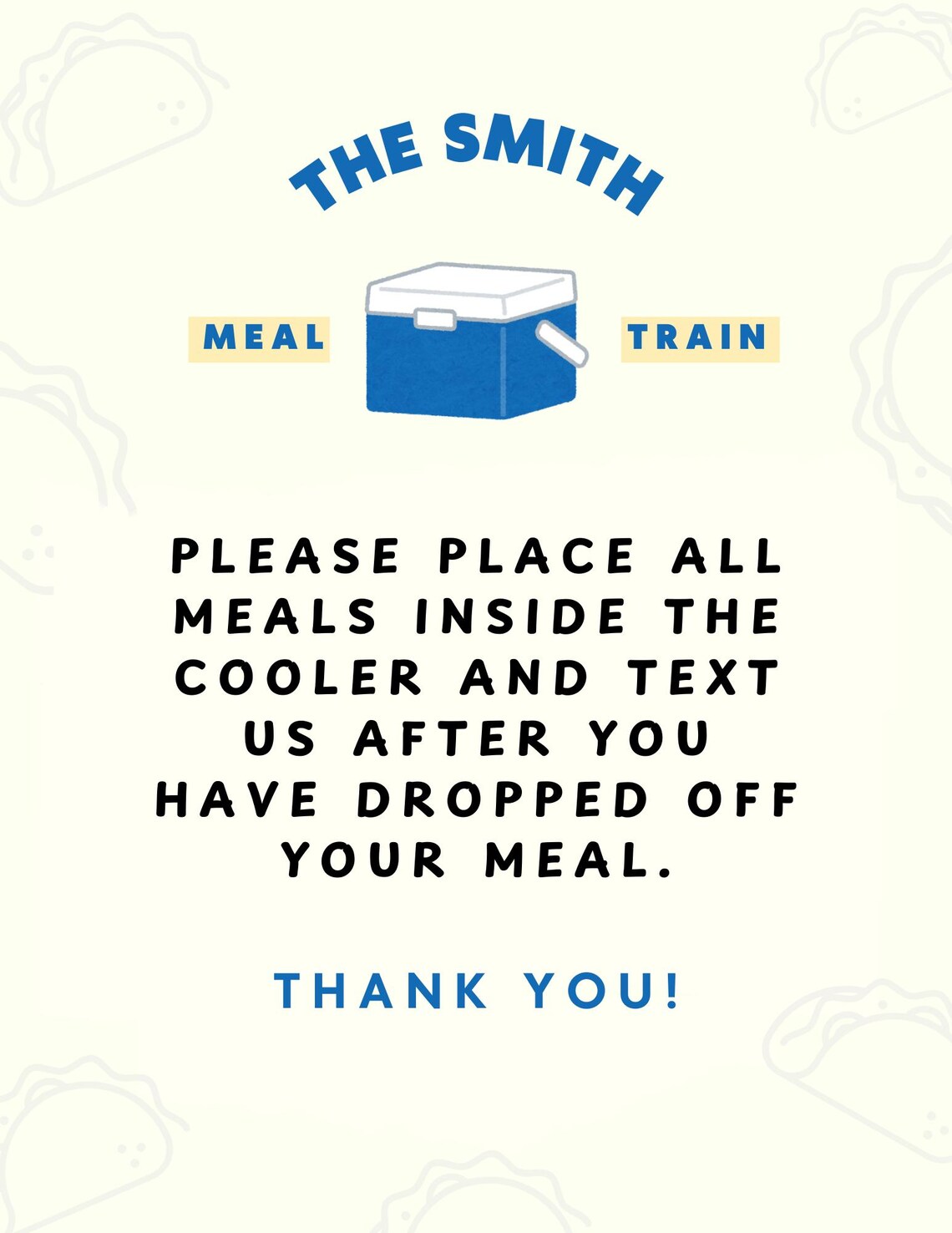 Editable Meal Train Signs | Freezer Meal Prep Stickers | No Visitors ...