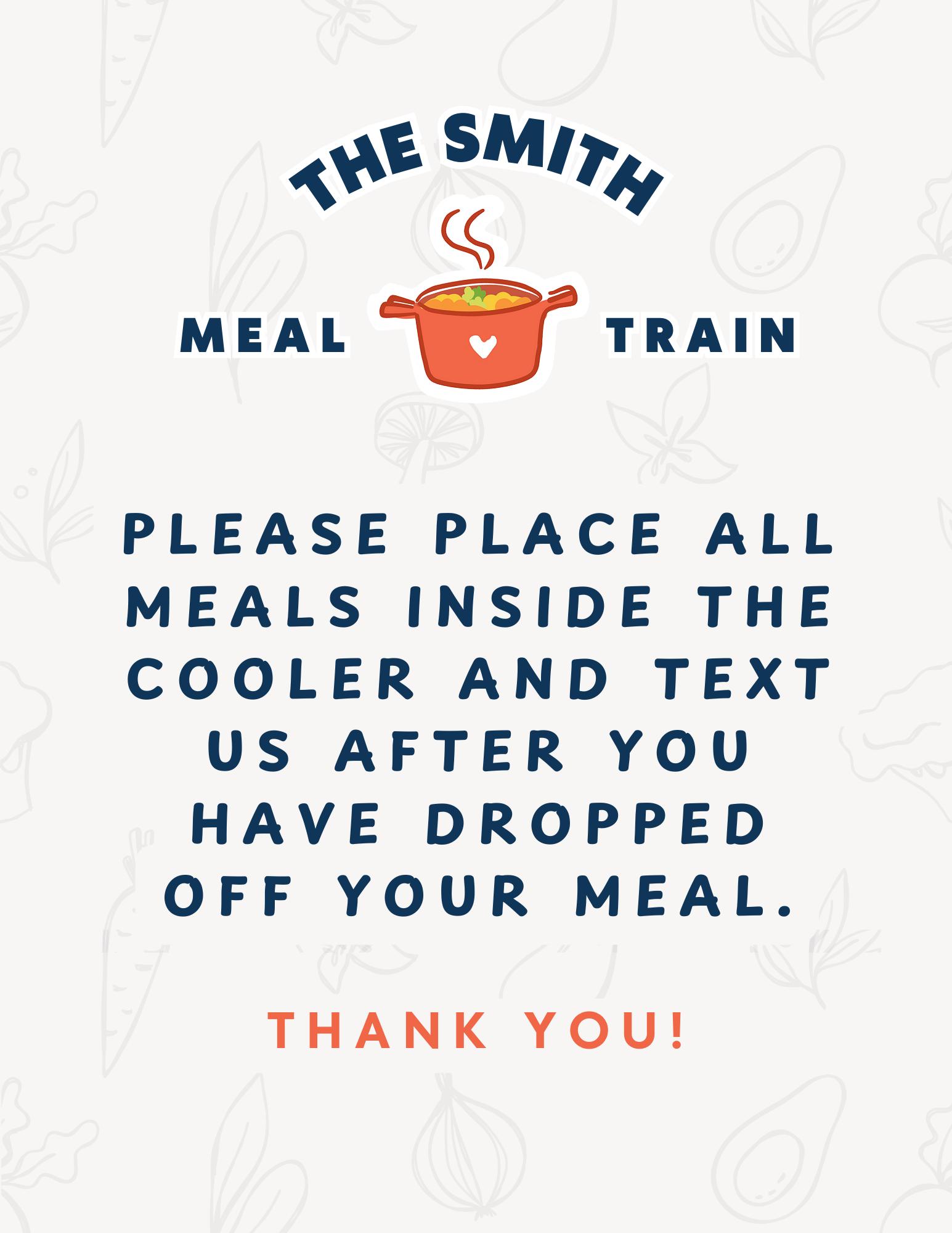 Editable Meal Train Sign | No Visitors Sign | Drop-off Instructions ...