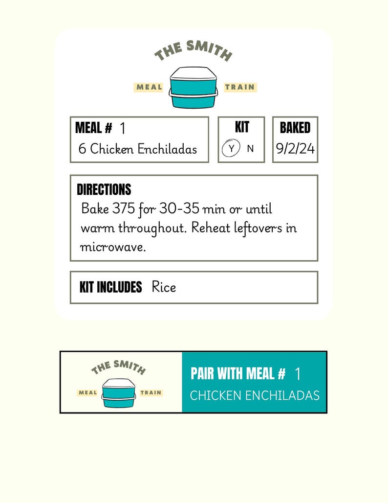 Editable Meal Train Signs | Freezer Meal Prep Stickers | No Visitors ...