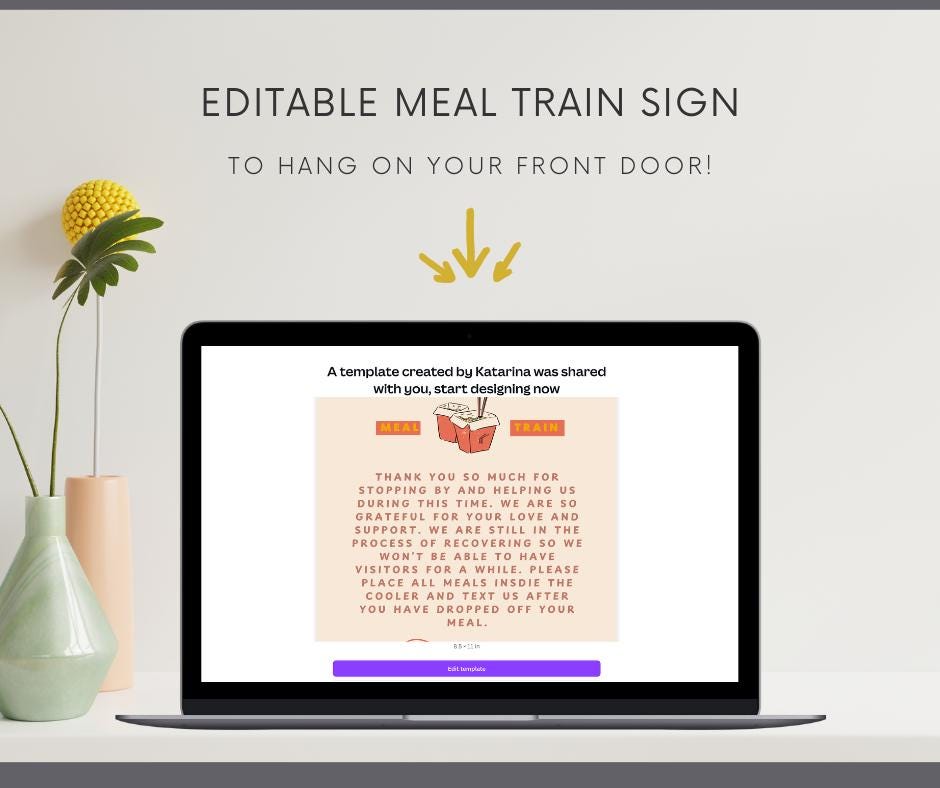 Editable Meal Train Sign | No Visitors Sign | Drop-off Instructions ...