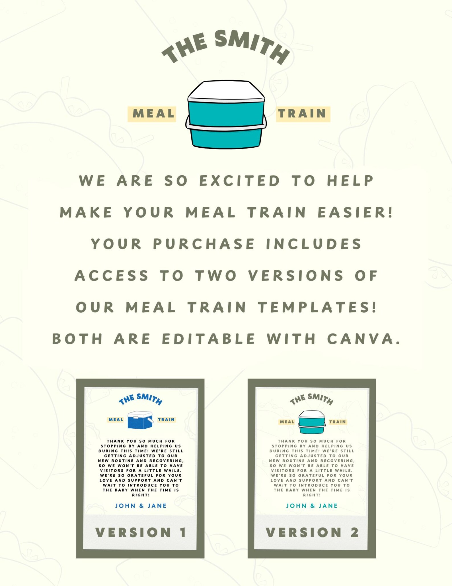 Editable Meal Train Signs | Freezer Meal Prep Stickers | No Visitors ...