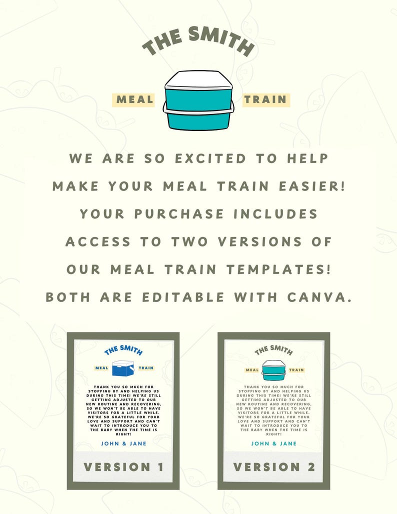 Editable Meal Train Signs | Freezer Meal Prep Stickers | No Visitors ...