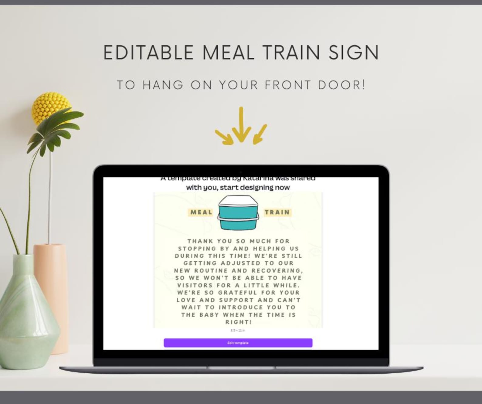 Editable Meal Train Signs | Freezer Meal Prep Stickers | No Visitors ...