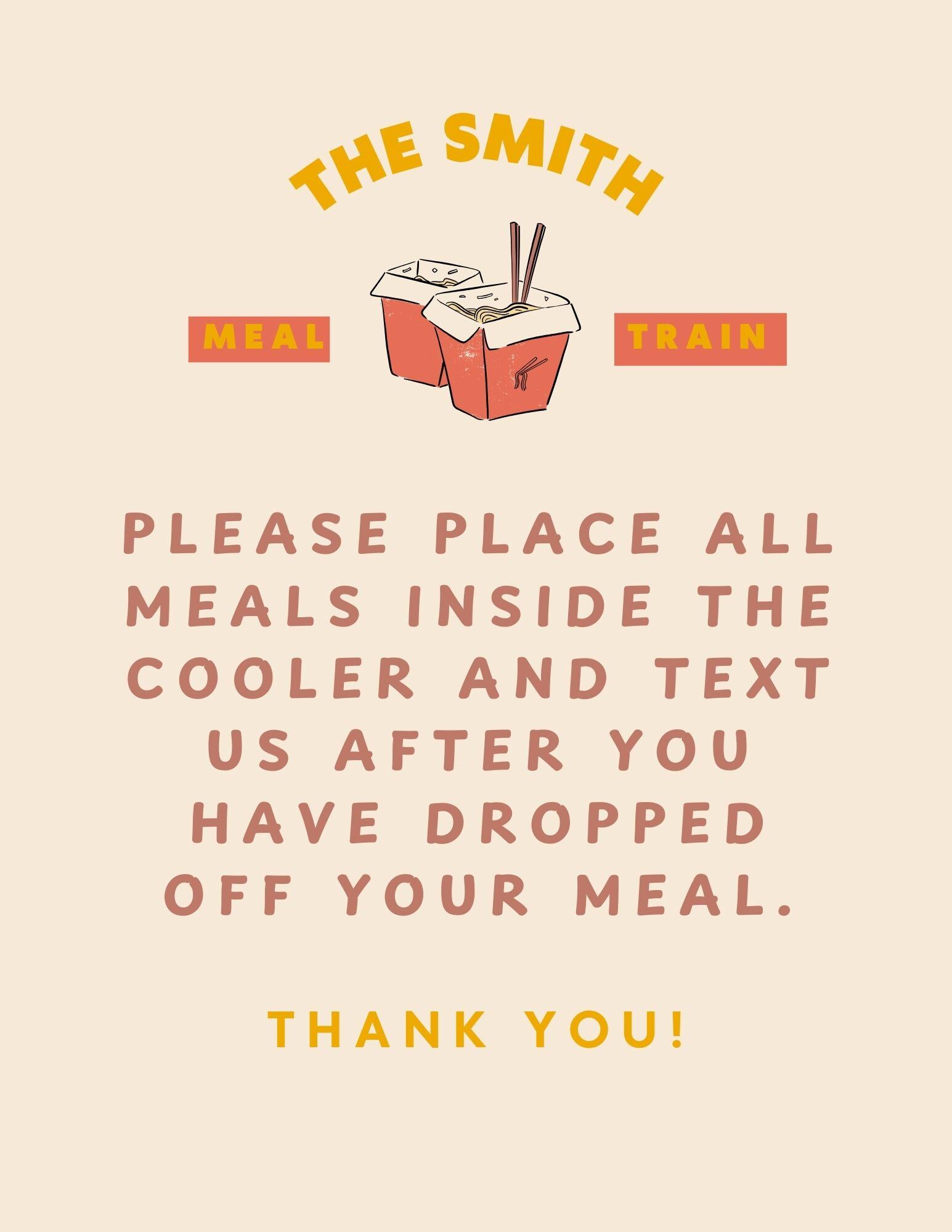 Editable Meal Train Sign | No Visitors Sign | Drop-off Instructions ...