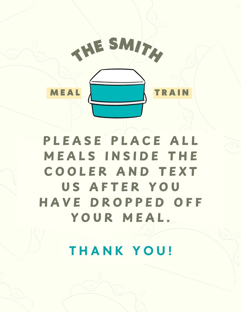 Editable Meal Train Signs | Freezer Meal Prep Stickers | No Visitors ...