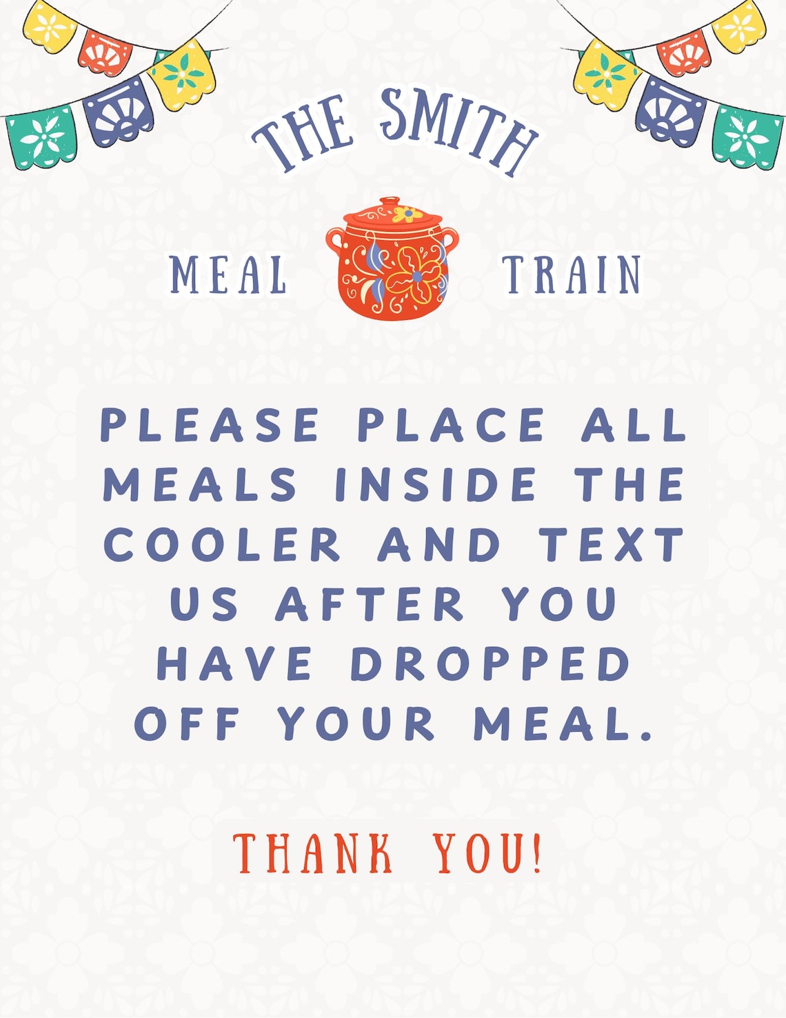 Editable Meal Train Sign | No Visitors Sign | Drop-off Instructions ...