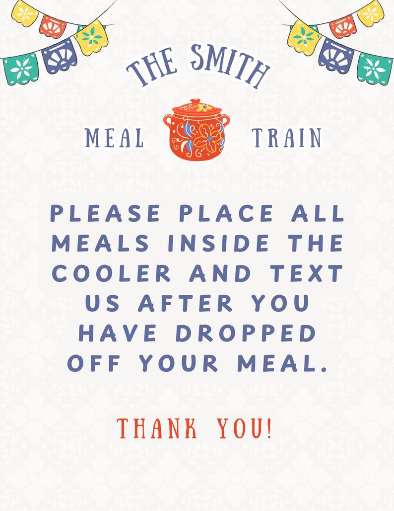 Editable Meal Train Sign | No Visitors Sign | Drop-off Instructions ...