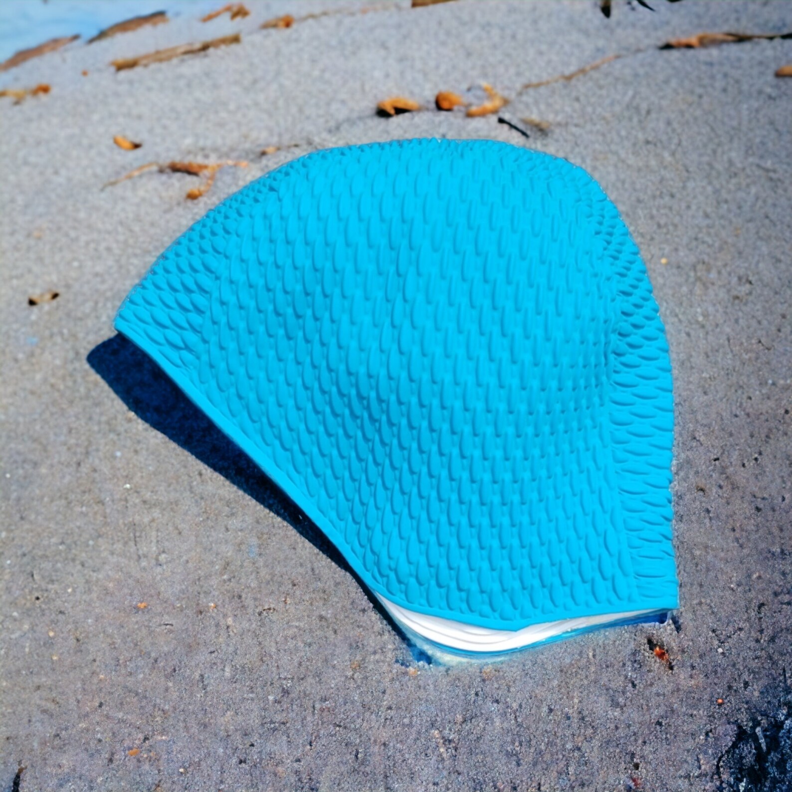 Bubble Swimming Hat Swim Cap Retro Style Womens Mens Petrol Blue Green ...