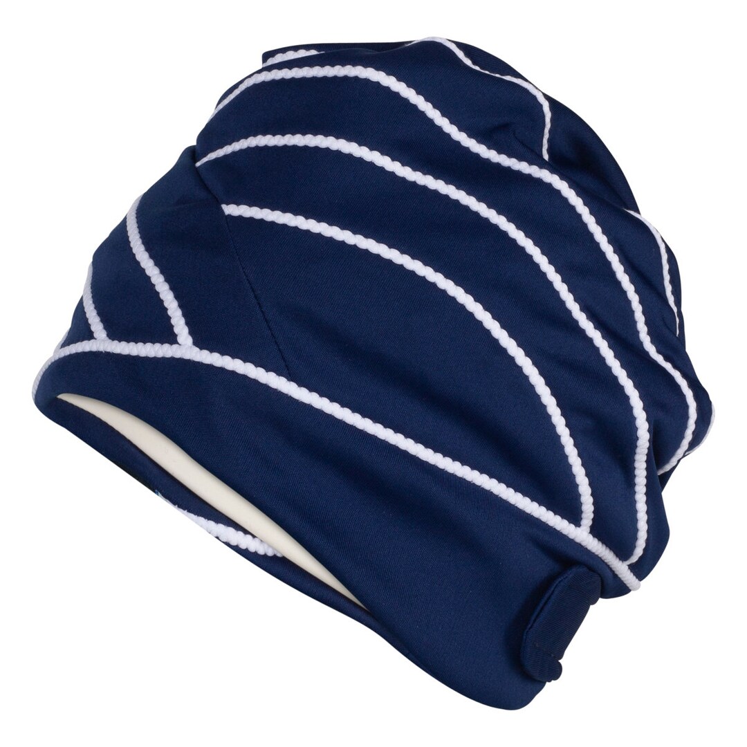 Navy White Swim Turban by Fashy Vintage Style Bathing Cap Ladies Swim ...