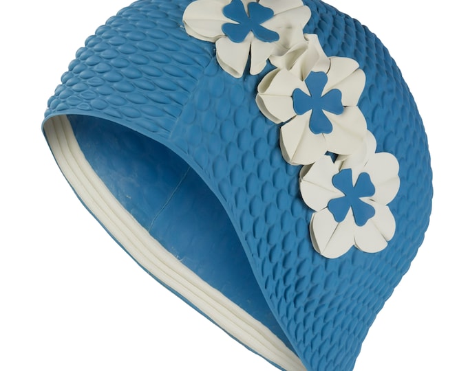 Blue Vintage Style Swimming Cap Ideal for Wild Swiming Flowery & Fun - Etsy