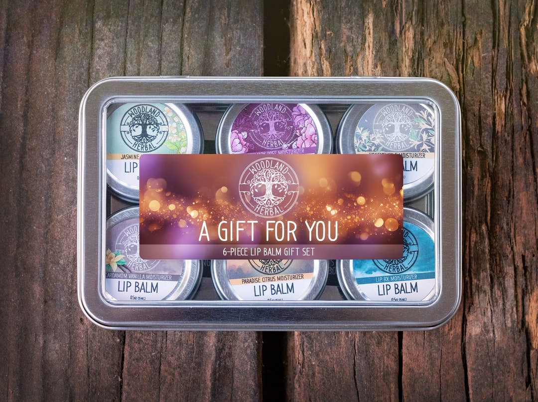 Lip Balm Gift Set - 6 Lip Balm Care Package - Natural Moisturizing ...