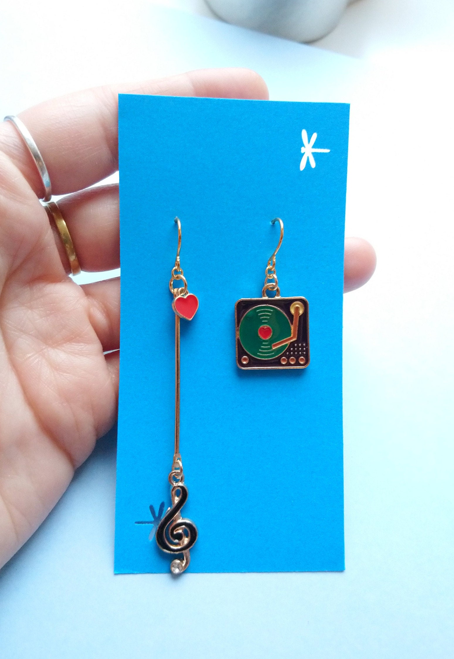 Enamel Charm Earrings Cute Earrings Music Lover Present - Etsy UK