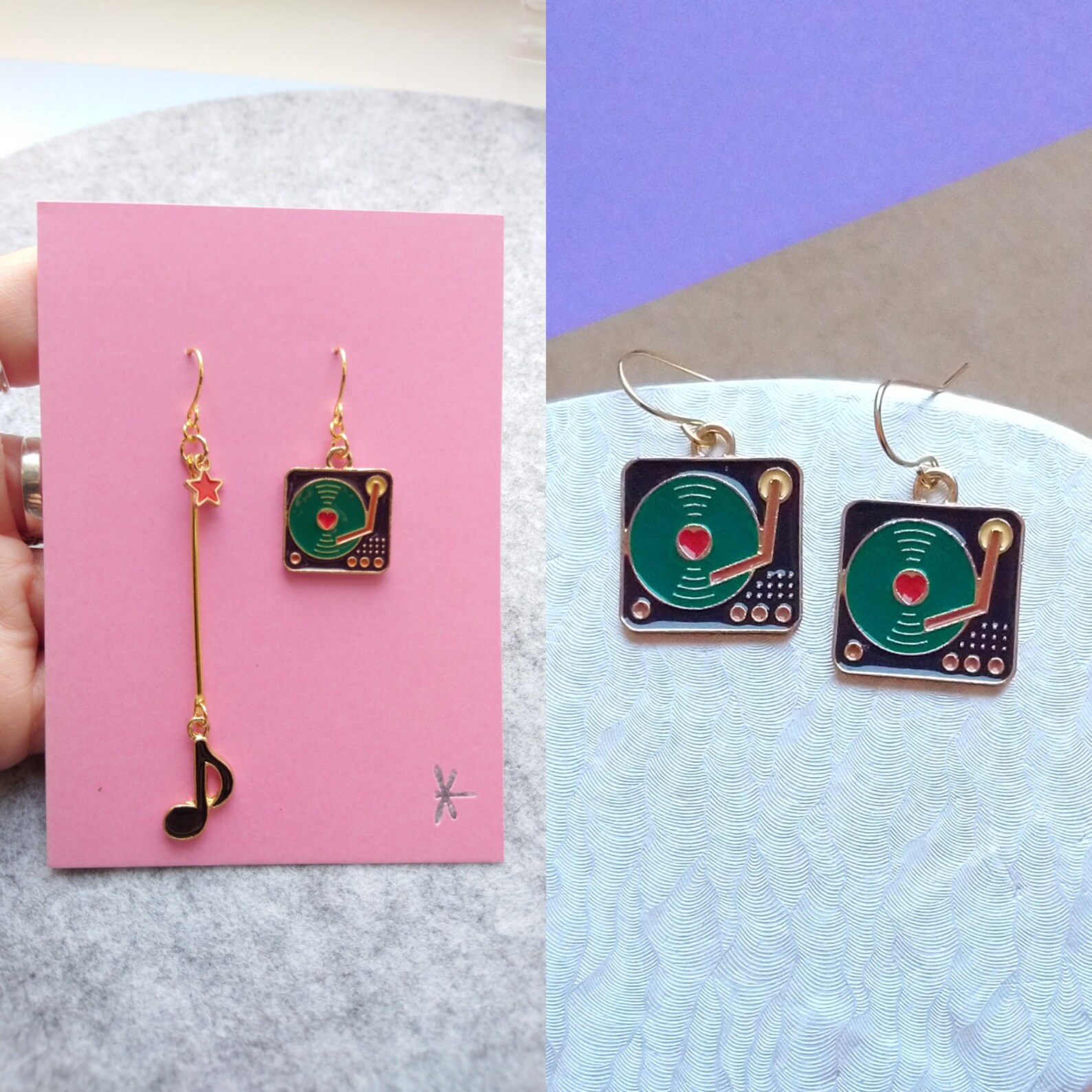 Enamel Charm Earrings Cute Earrings Music Lover Present - Etsy UK