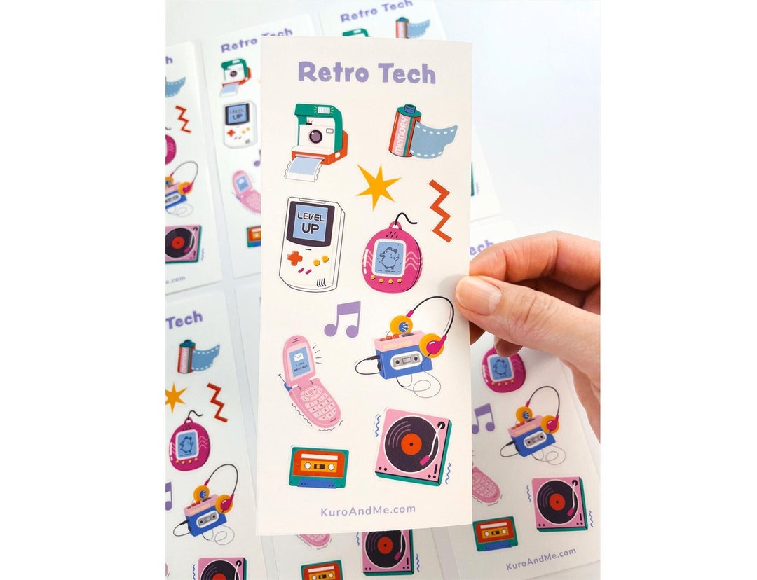 90s Retro Tech Sticker Sheet: Semi-transparent Journaling Stickers - Etsy