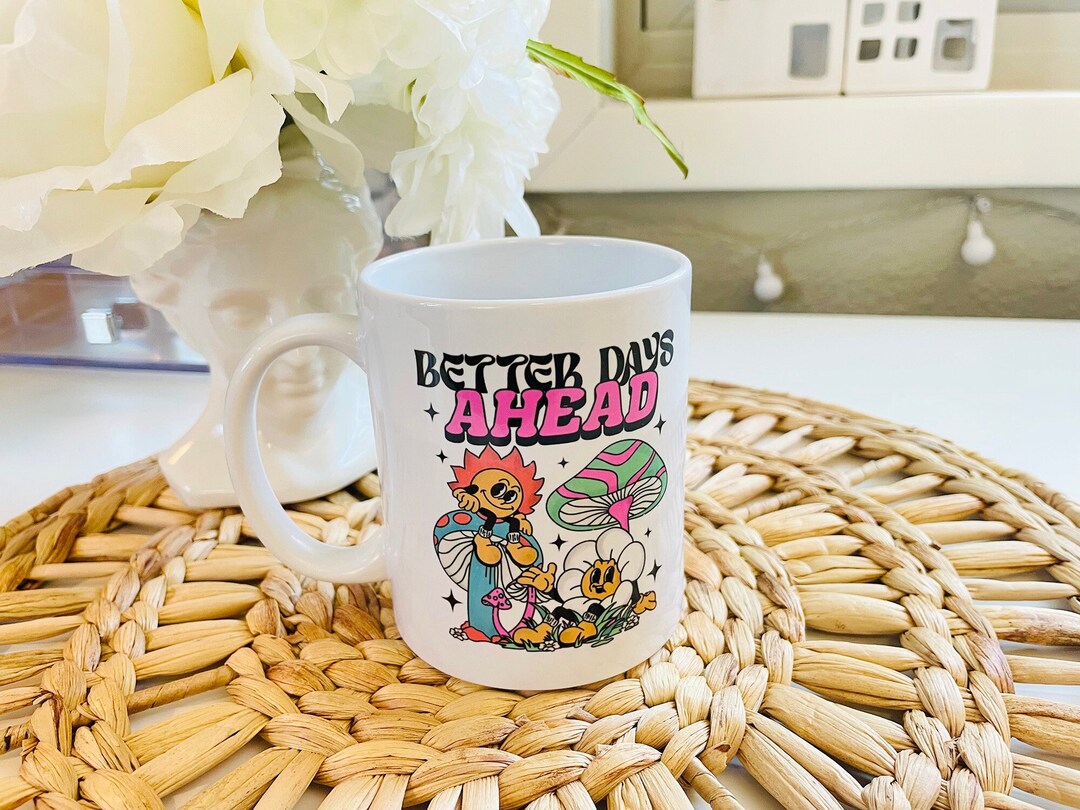 Cute Cartoon Ceramic 15 Oz Coffee Mug, Positive Message Mug Retro ...