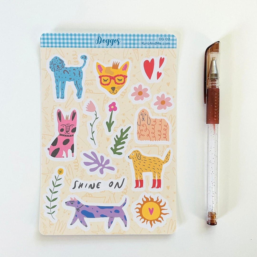 Dog Journal Sticker Sheet Doggos Set 2 Journaling Notebook Stickers ...