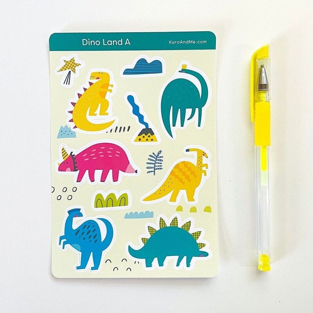 Dino Journal Sticker Sheet Journaling Notebook Stickers Kawaii Dinosaur ...