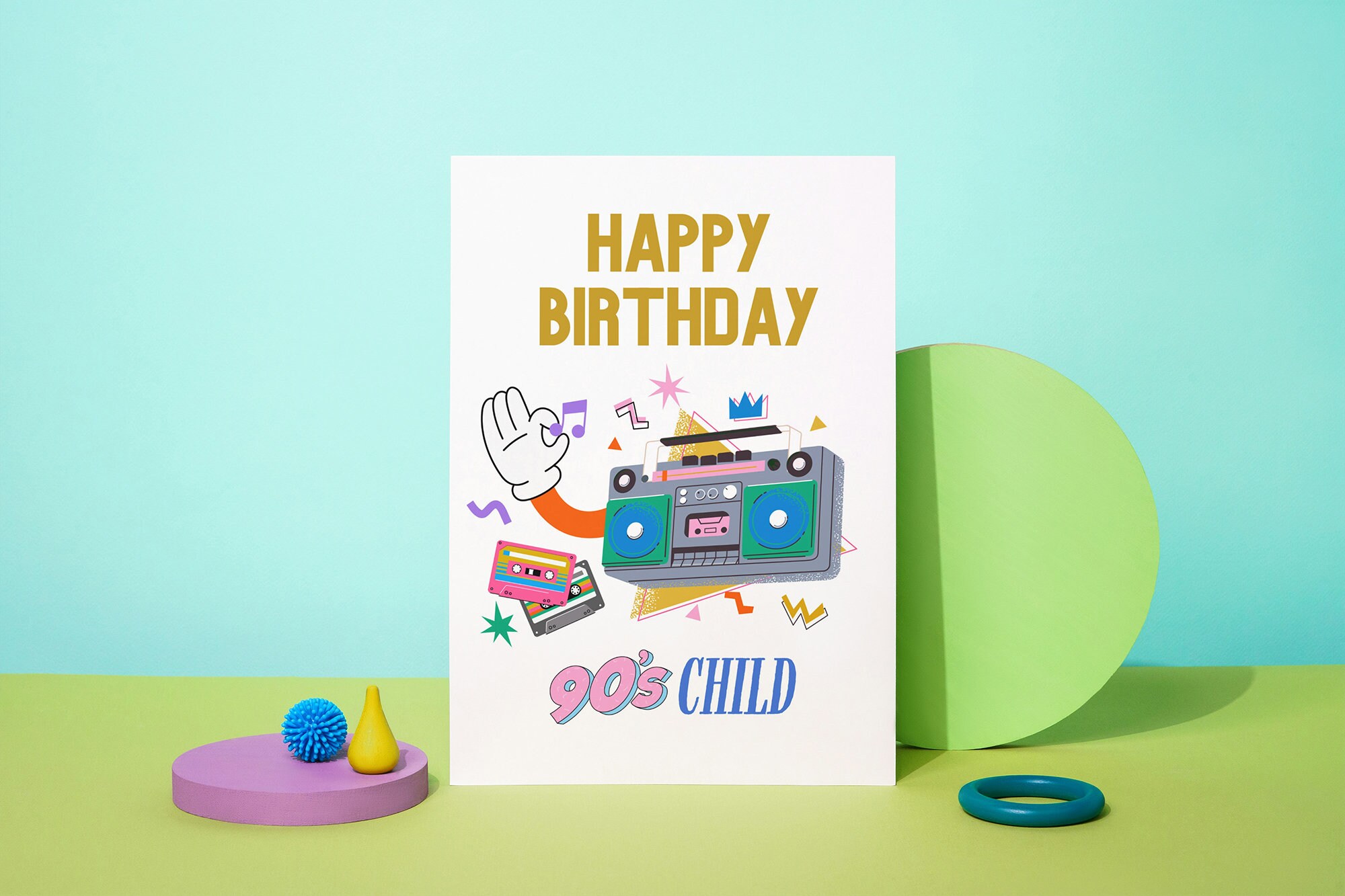 90s Retro Birthday Card 90s Greeting Card Retro Illustration Graphics ...