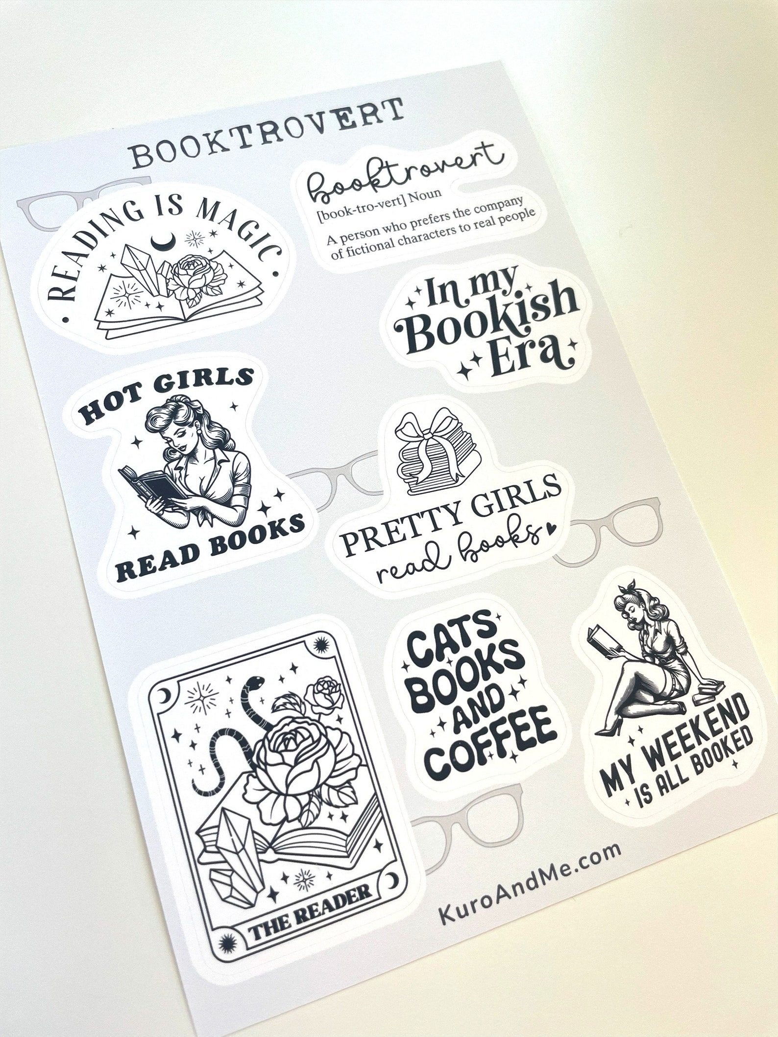 Waterproof Book Lover Sticker Sheet: Booktrovert Vinyl Stickers - Etsy