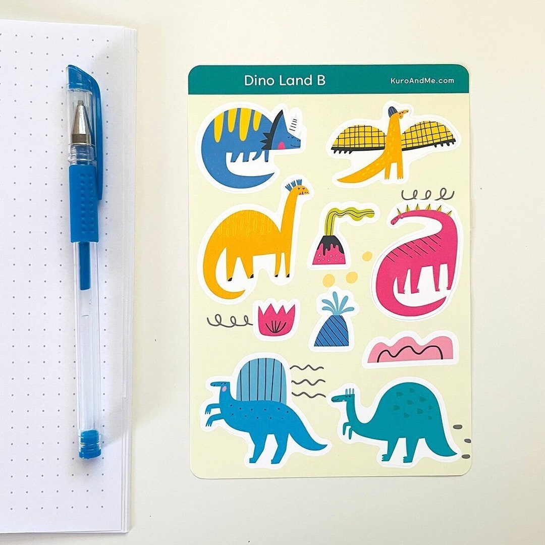 Dino Journal Sticker Sheet Journaling Notebook Stickers Kawaii Dinosaur ...