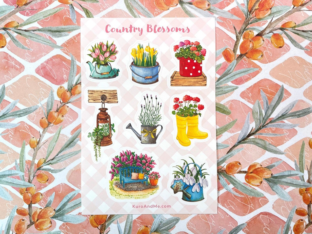 Waterproof Flower Sticker Sheet Planner Stickers Floral Stickers Spring ...